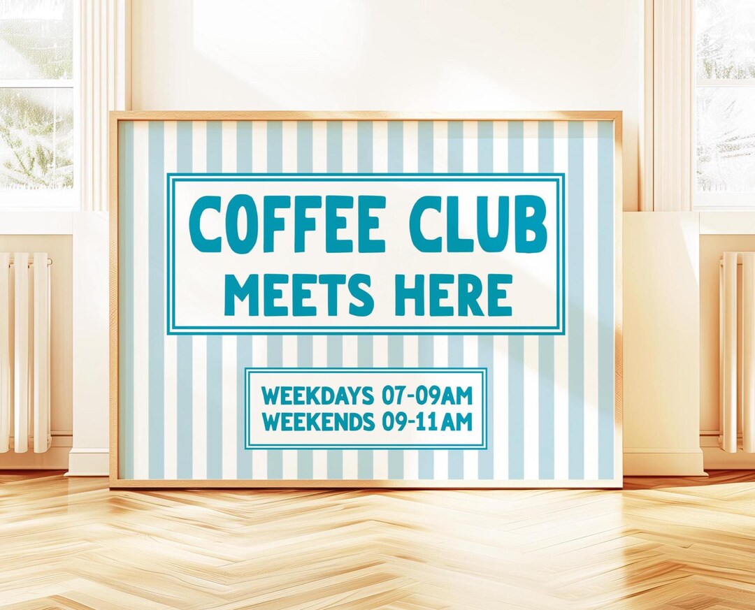 Coffee Club Print, Printable Kitchen Wall Art, Kitchen Wall Decor ...