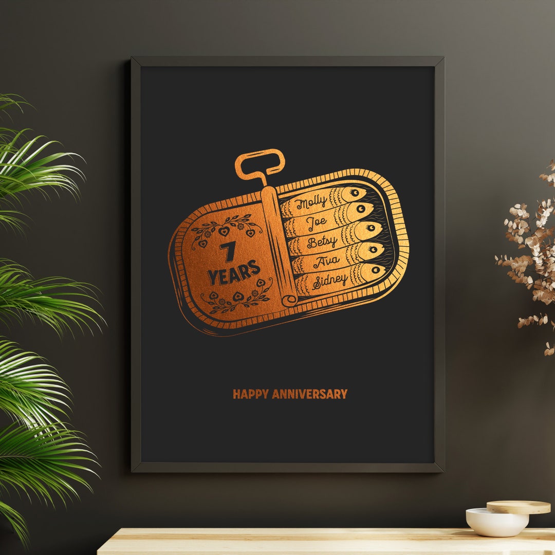 7th Copper Wedding Anniversary Print, Copper Wedding Anniversary Gift ...