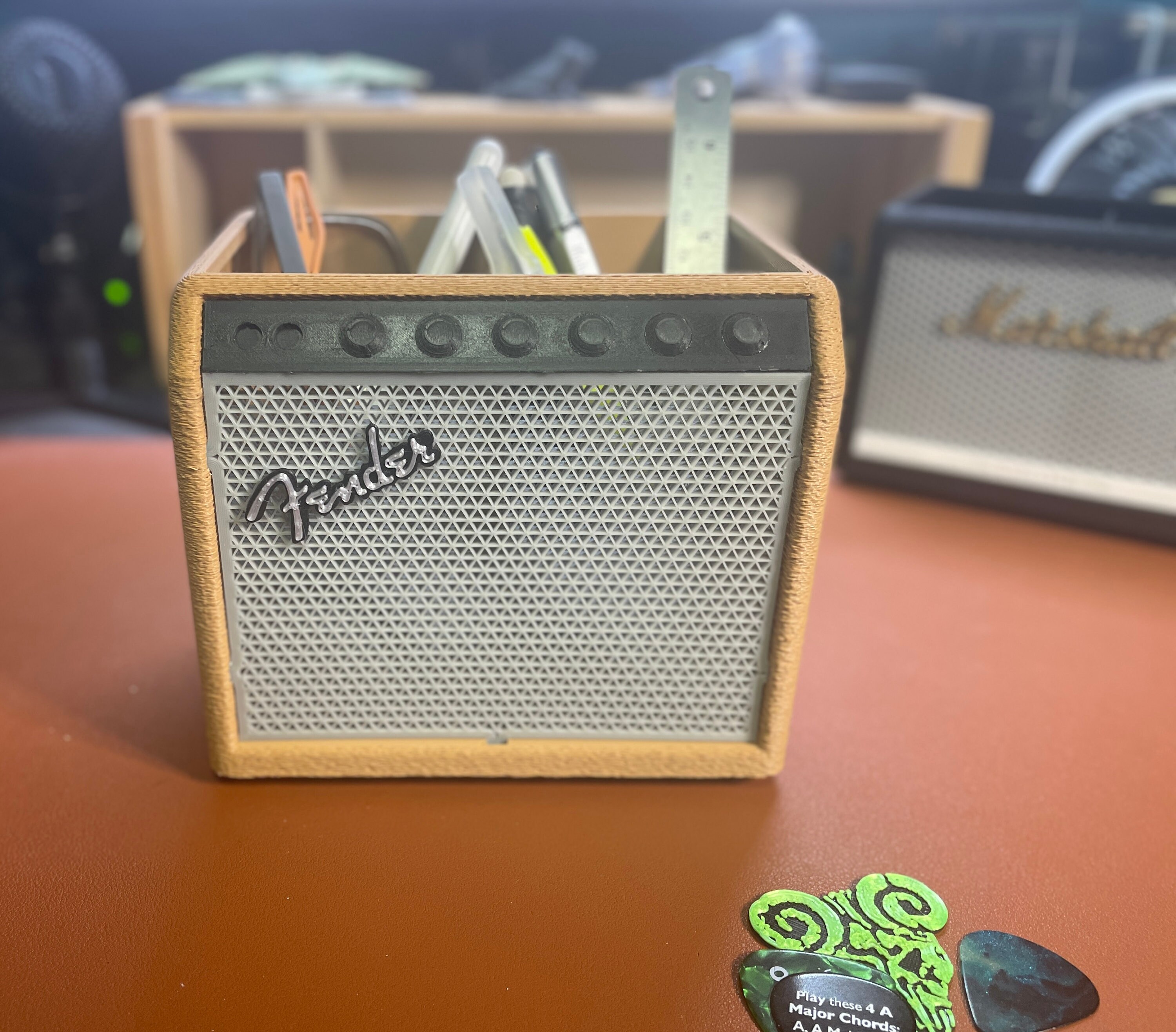 Personalized Fender-style Amp Desk Organizer, Multi-compartment Pencil ...