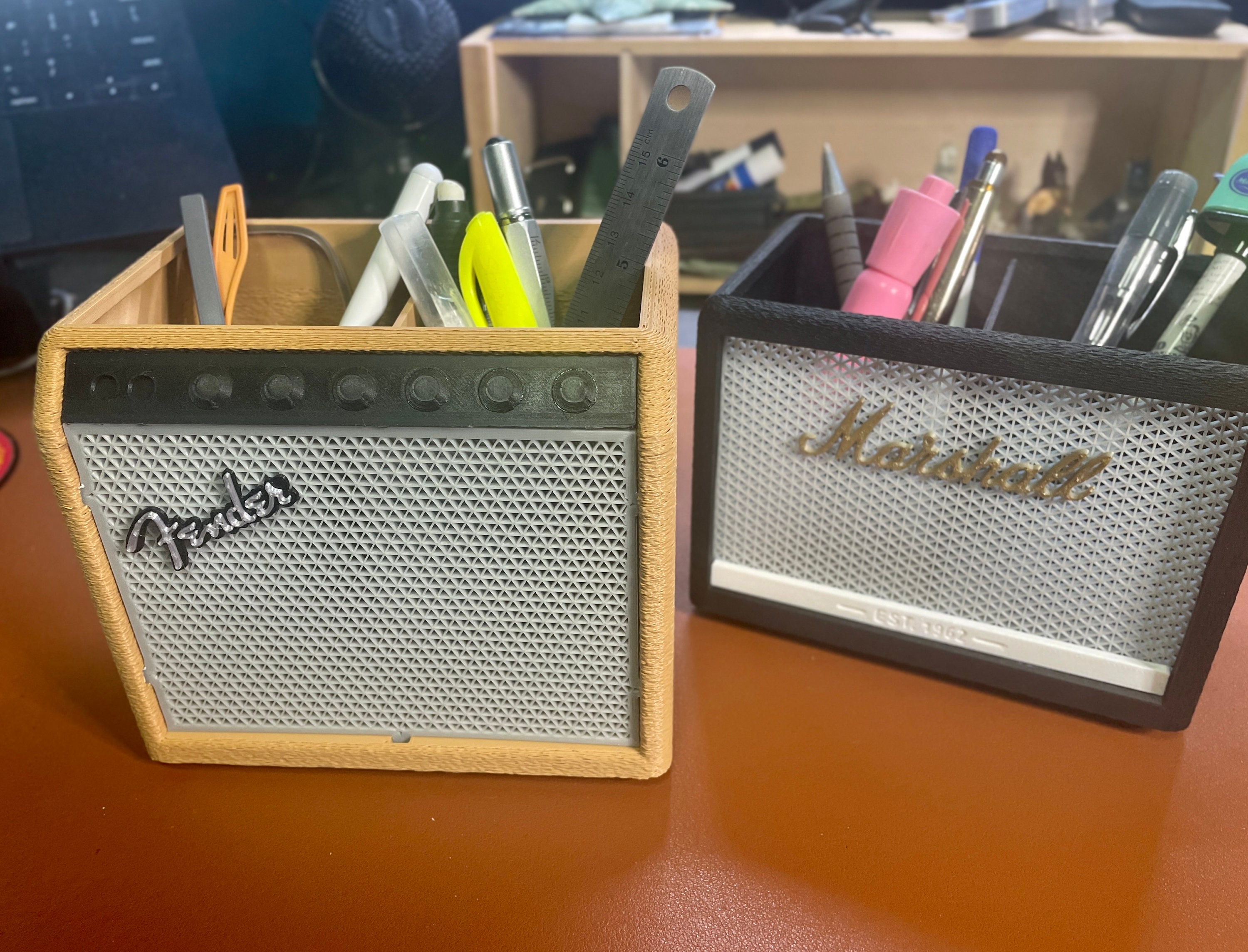 Personalized Fender-style Amp Desk Organizer, Multi-compartment Pencil ...