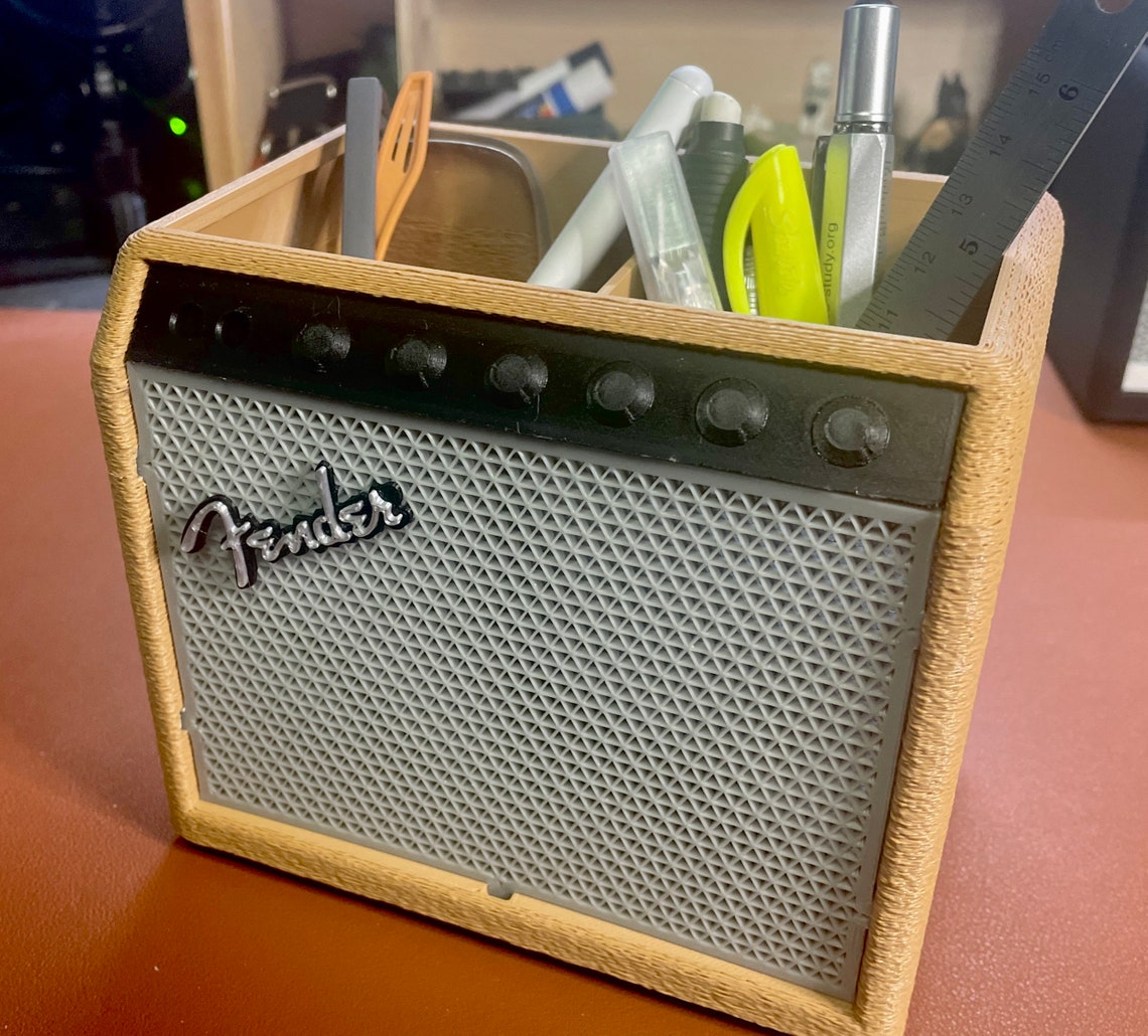 Personalized Fender-style Amp Desk Organizer, Multi-compartment Pencil ...