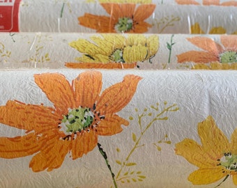 Vintage 70's Flower Power Pre Pasted Rolls of Vinyl Wallpaper - Etsy