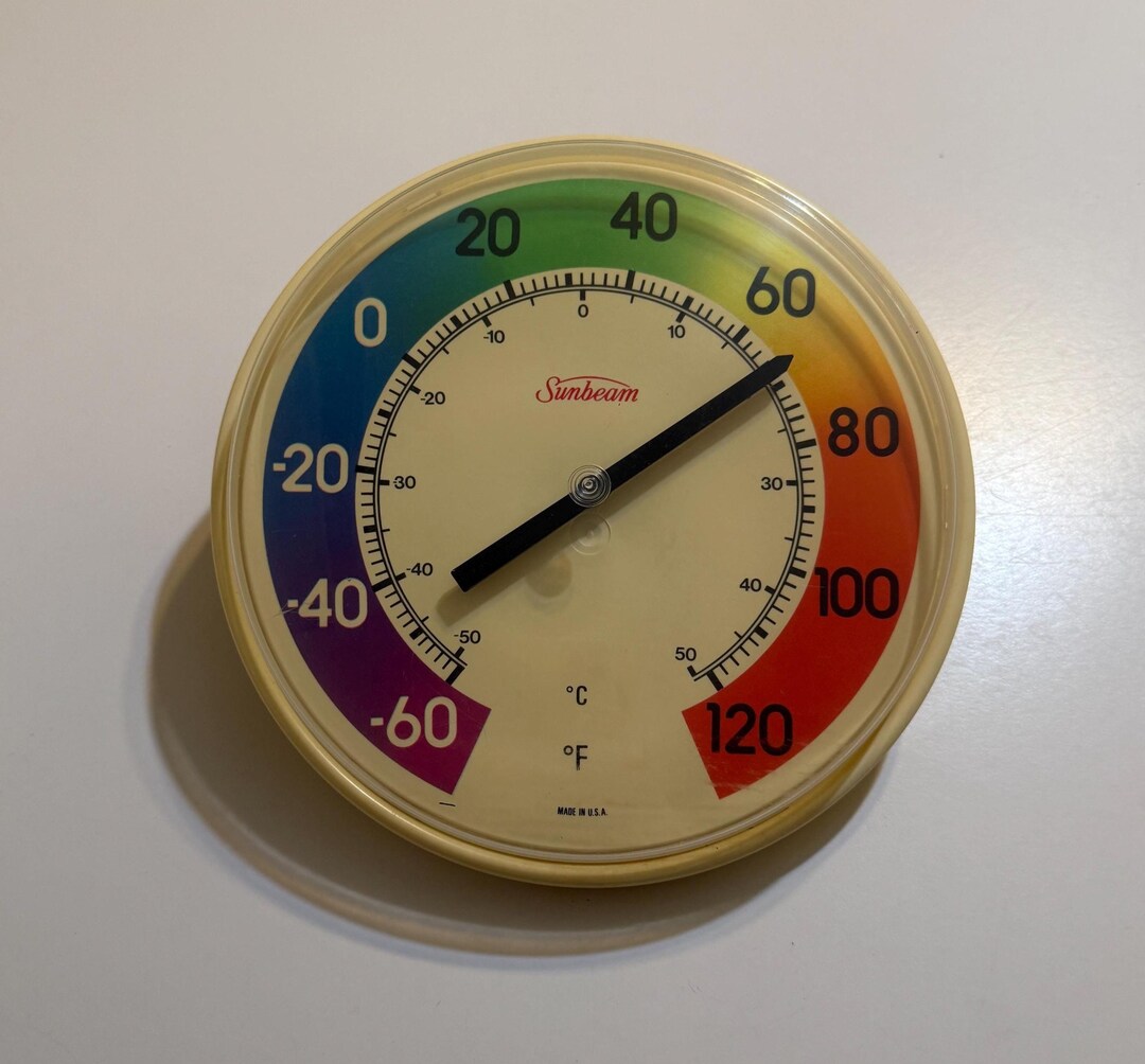 Vintage 80's Sunbeam Plastic Rainbow Colored Outdoor Wall Thermometer ...