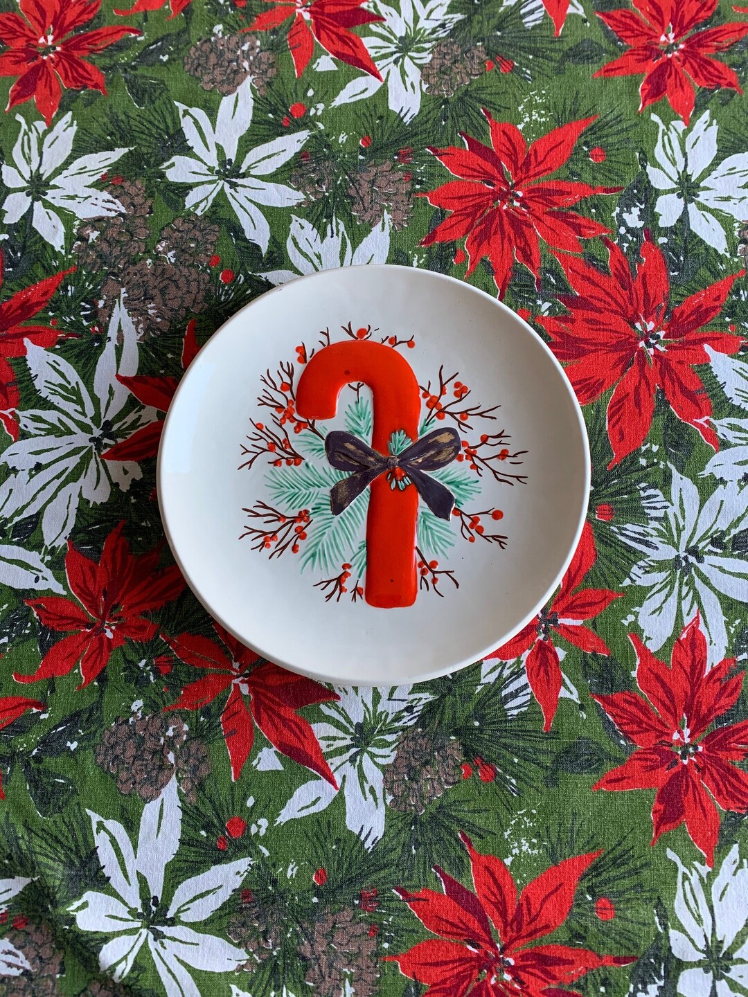 Vintage 70's Ceramic Candy Cane Christmas Serving Plate - Etsy