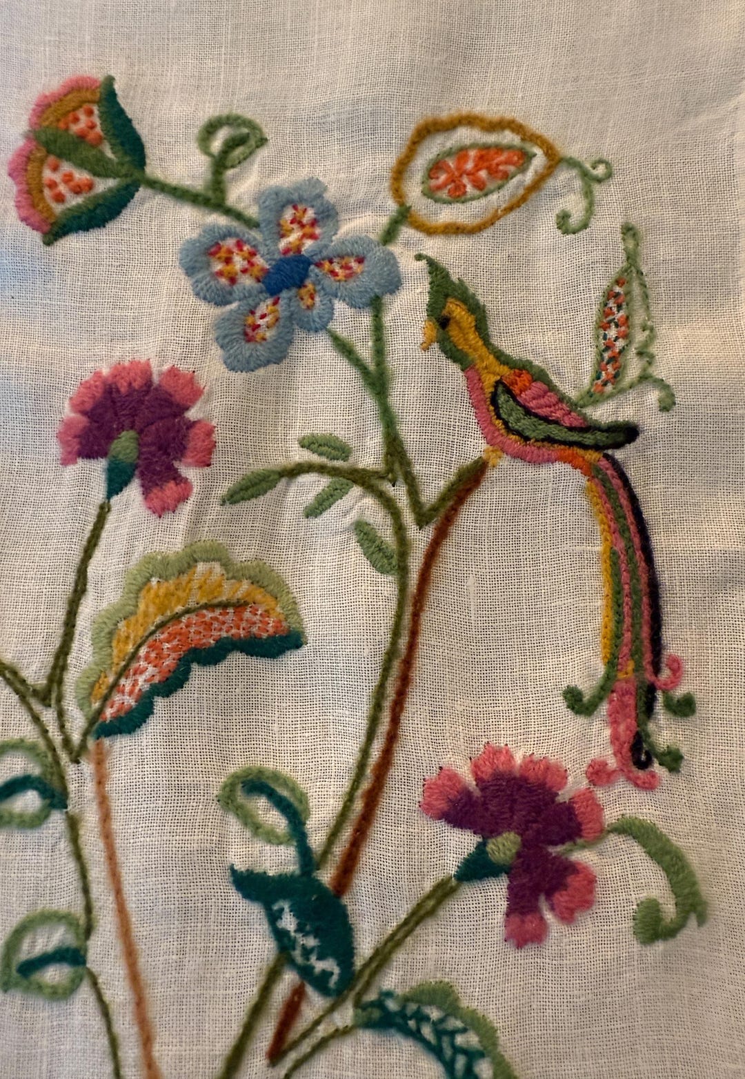 Vintage Handmade Crewel Embroidery Yarn Fiber Wall Art (2) - Etsy