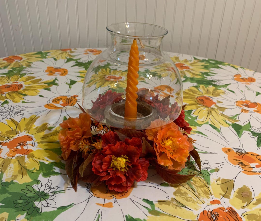Vintage 70’s Flower Power Centerpiece With Candle - Etsy