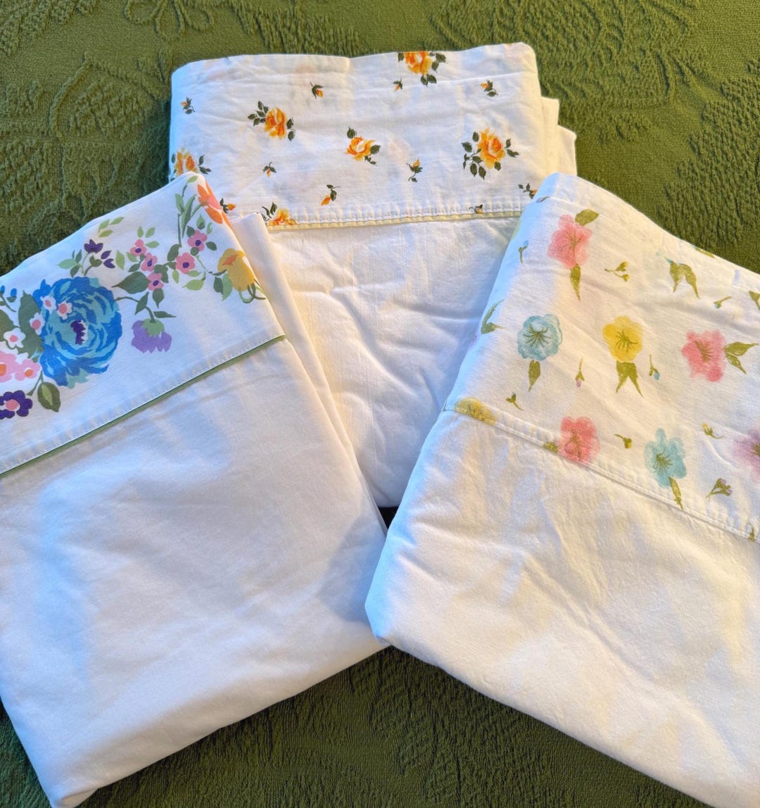 Vintage Dan River Stevens Utica Springcale Floral Double & Twin Flat ...