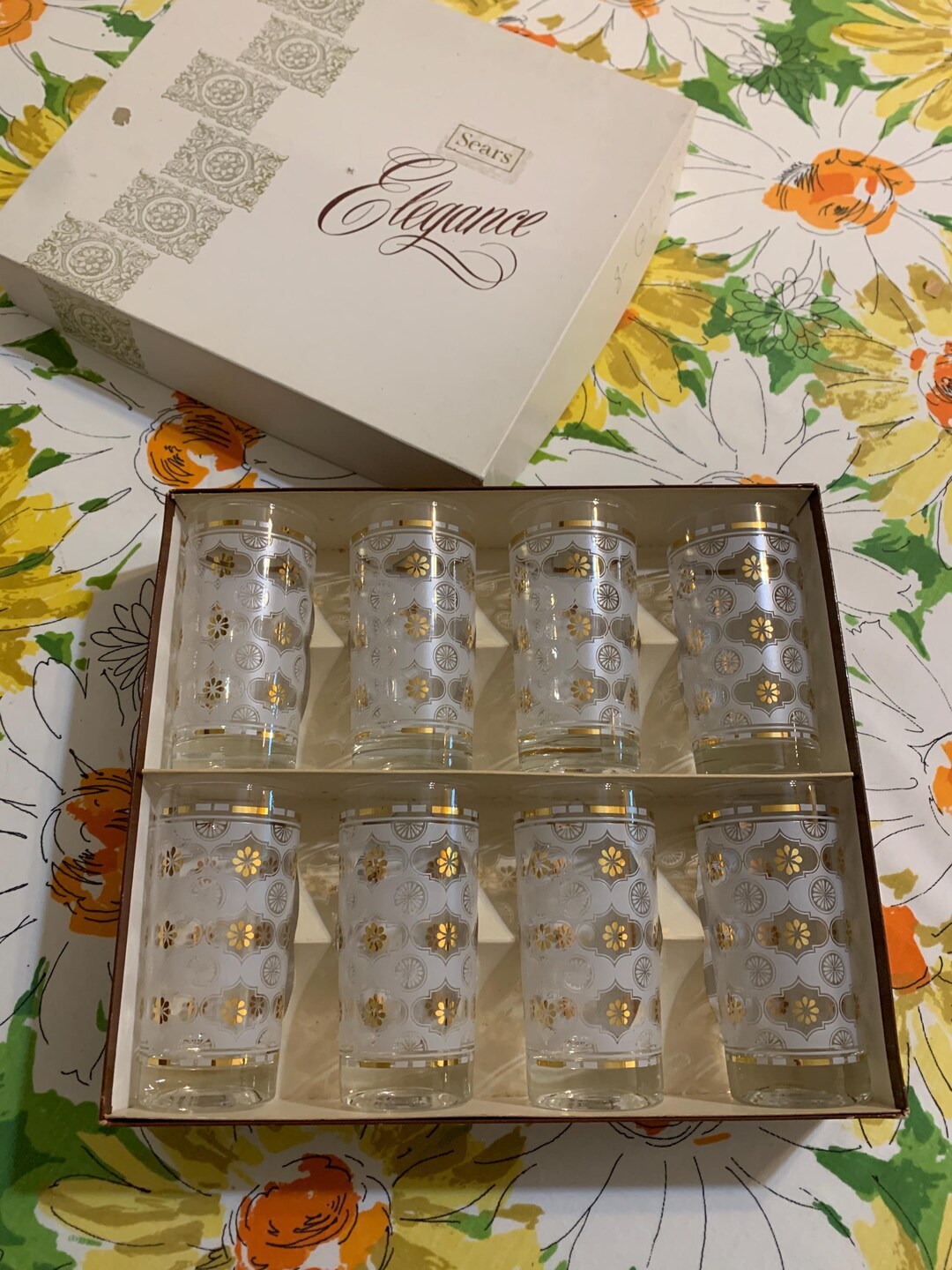 Vintage 60’s MCM Starburst Sears Elegance Glasses Set of 8 - Etsy