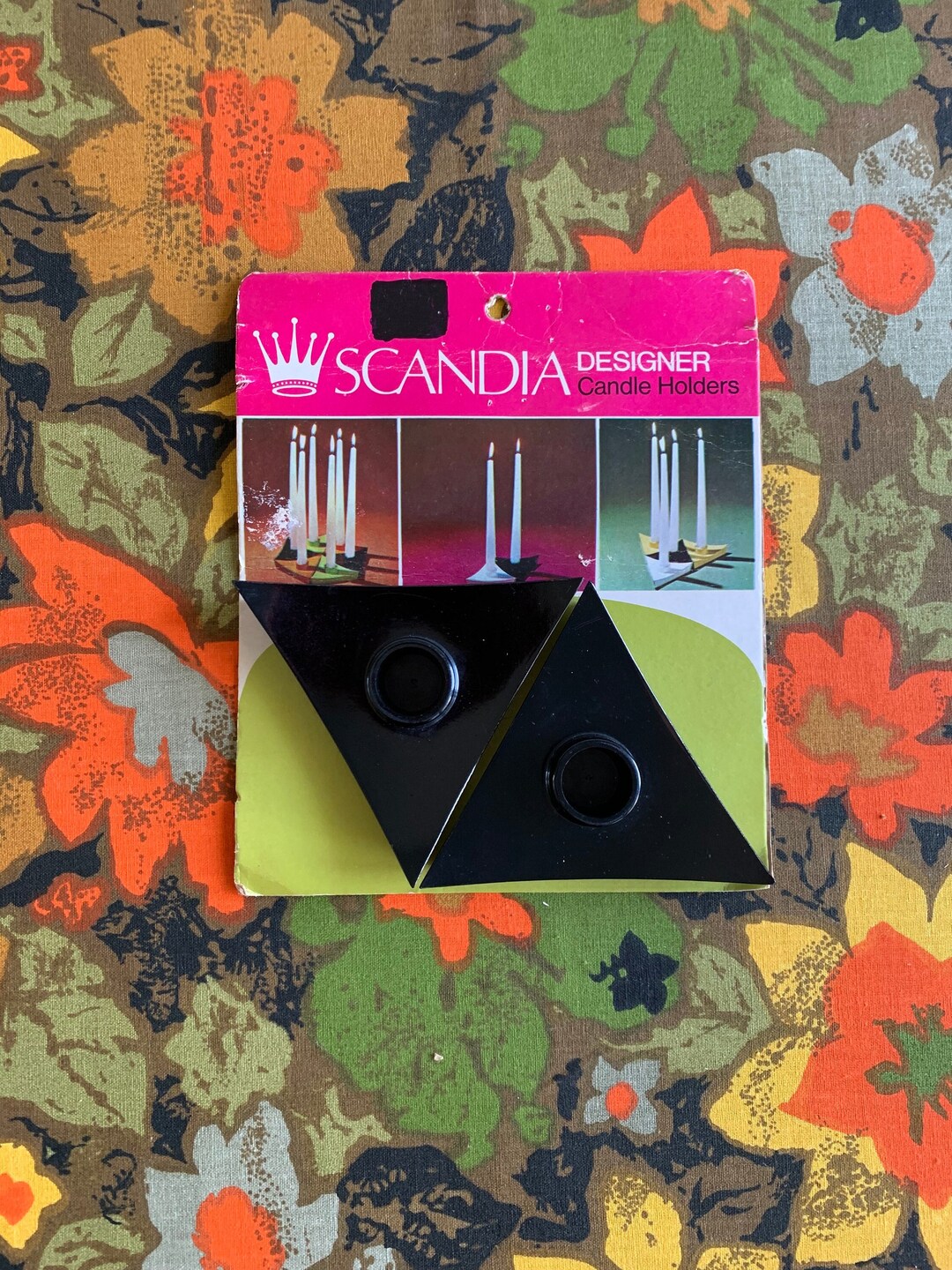 Vintage 70's MCM Black Metal Triangle Taper Candle Holders Scandia - Etsy