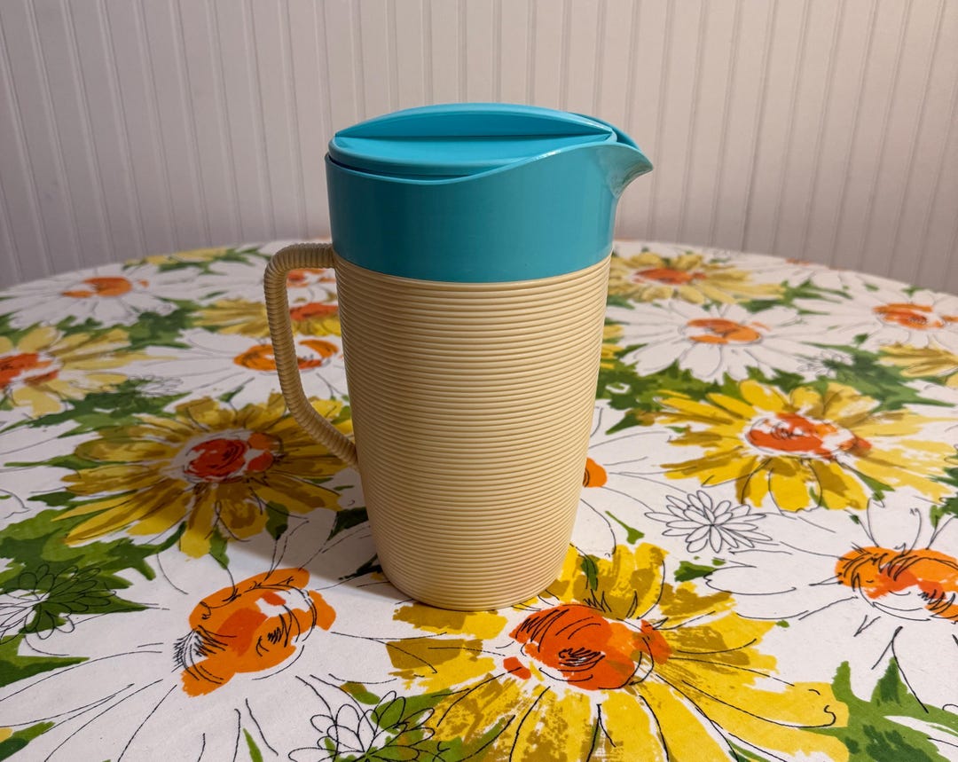 Vintage 60's Raffiaware Ribbed Plastic Pitcher 64oz by Thermo-temp - Etsy