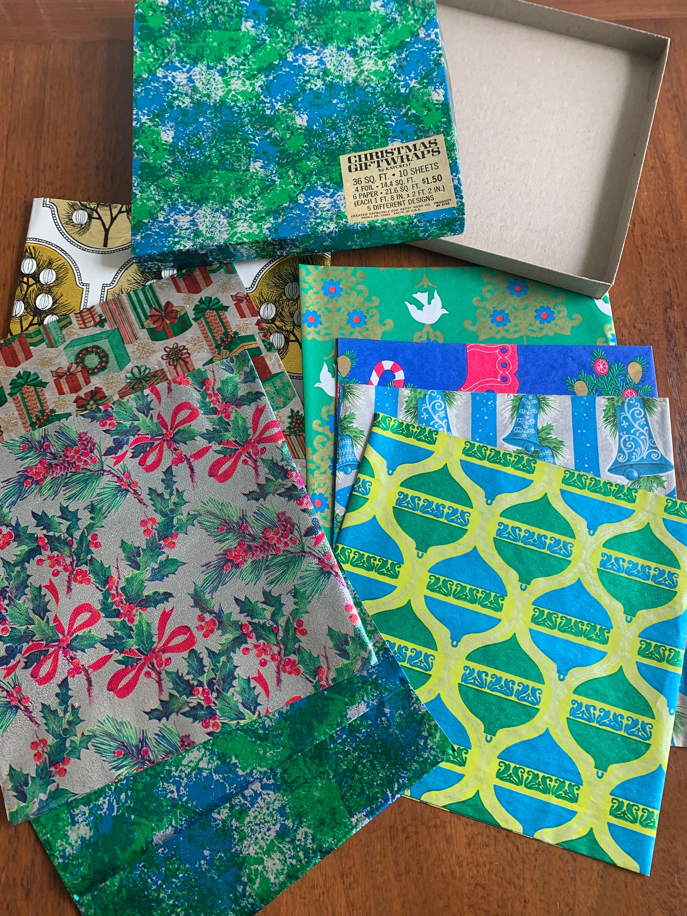 Vintage 70's Christmas Foil Wrapping Paper Lot - Etsy
