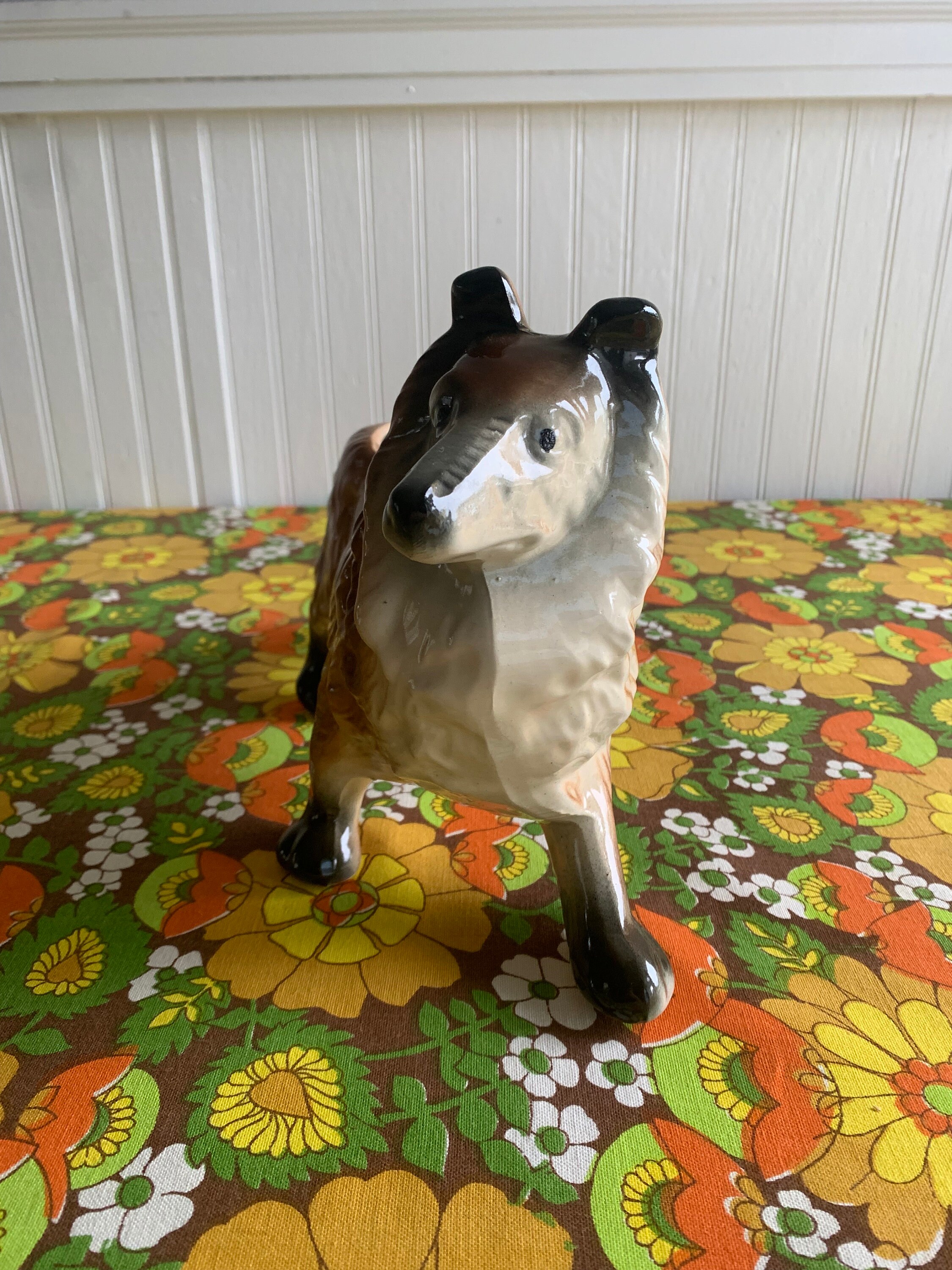 Vintage 60's Mid Century Glazed Ceramic Collie Dog Planter - Etsy