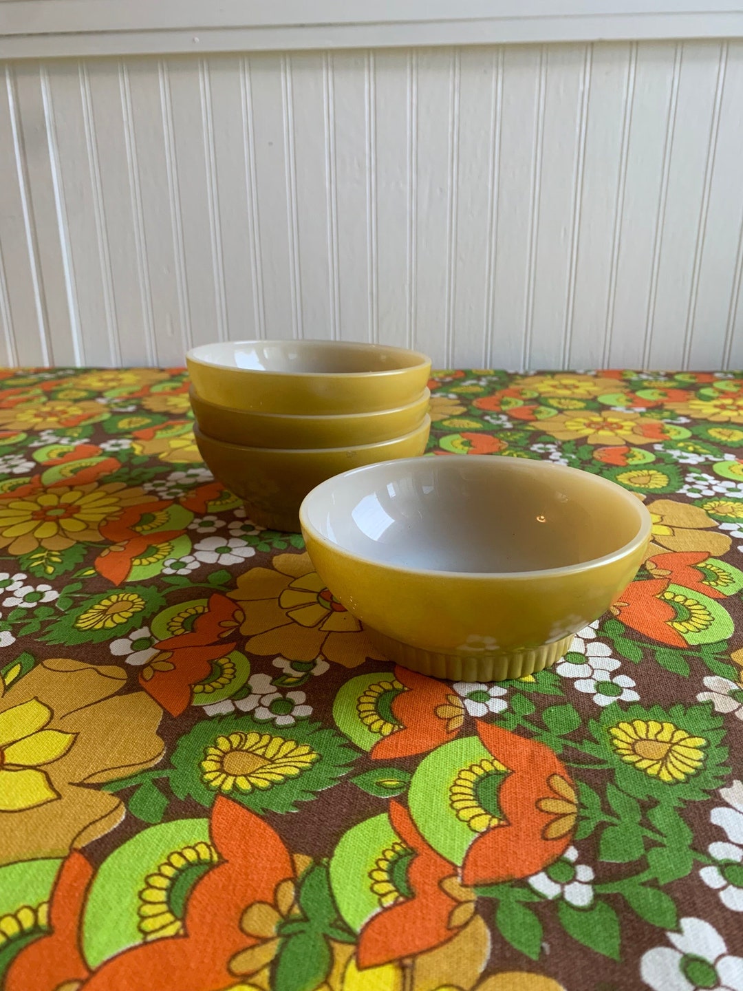 Vintage 60's Set of 4 Anchor Hocking Fire King Ware Milk Glass Bowls - Etsy