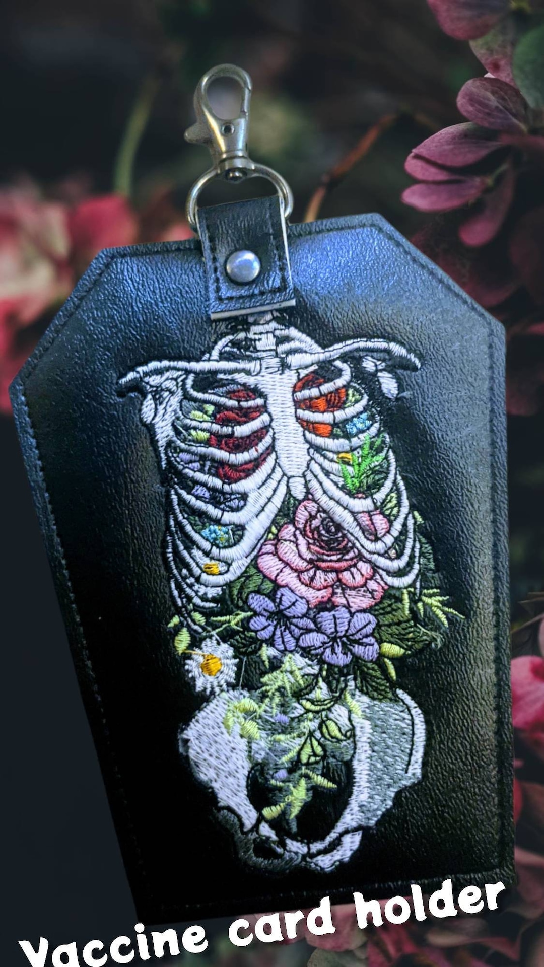 Floral Rib Coffin Vaccination Card Protector. Space for Valuebles ...