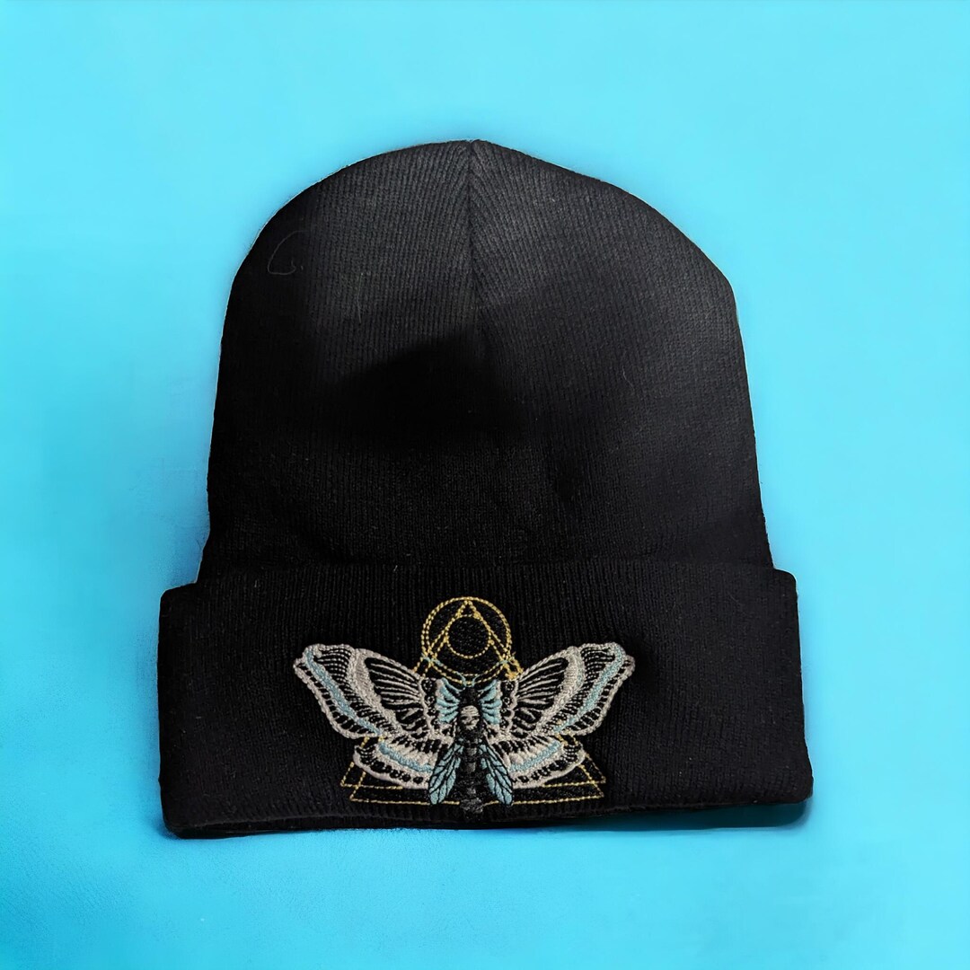 Embroidered Death Moth Beanie - Etsy