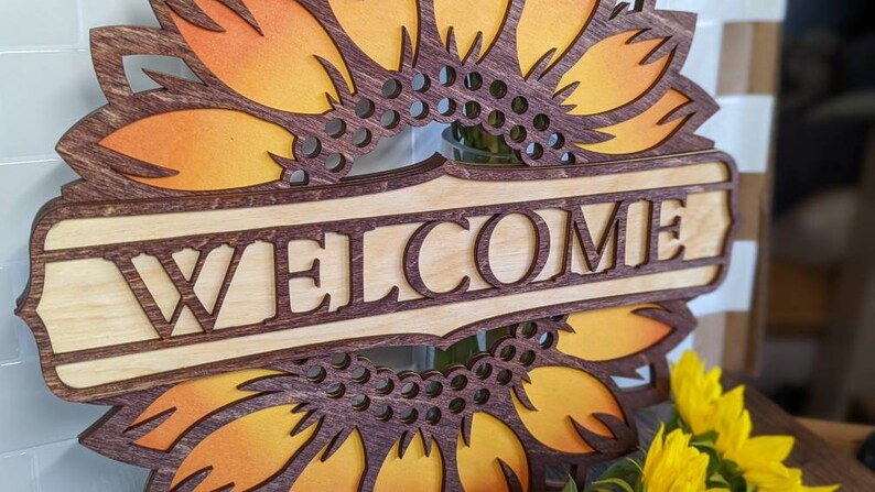 Huge Hand Painted Wooden Sunflower Welcome Gift Sign. Gift for - Etsy