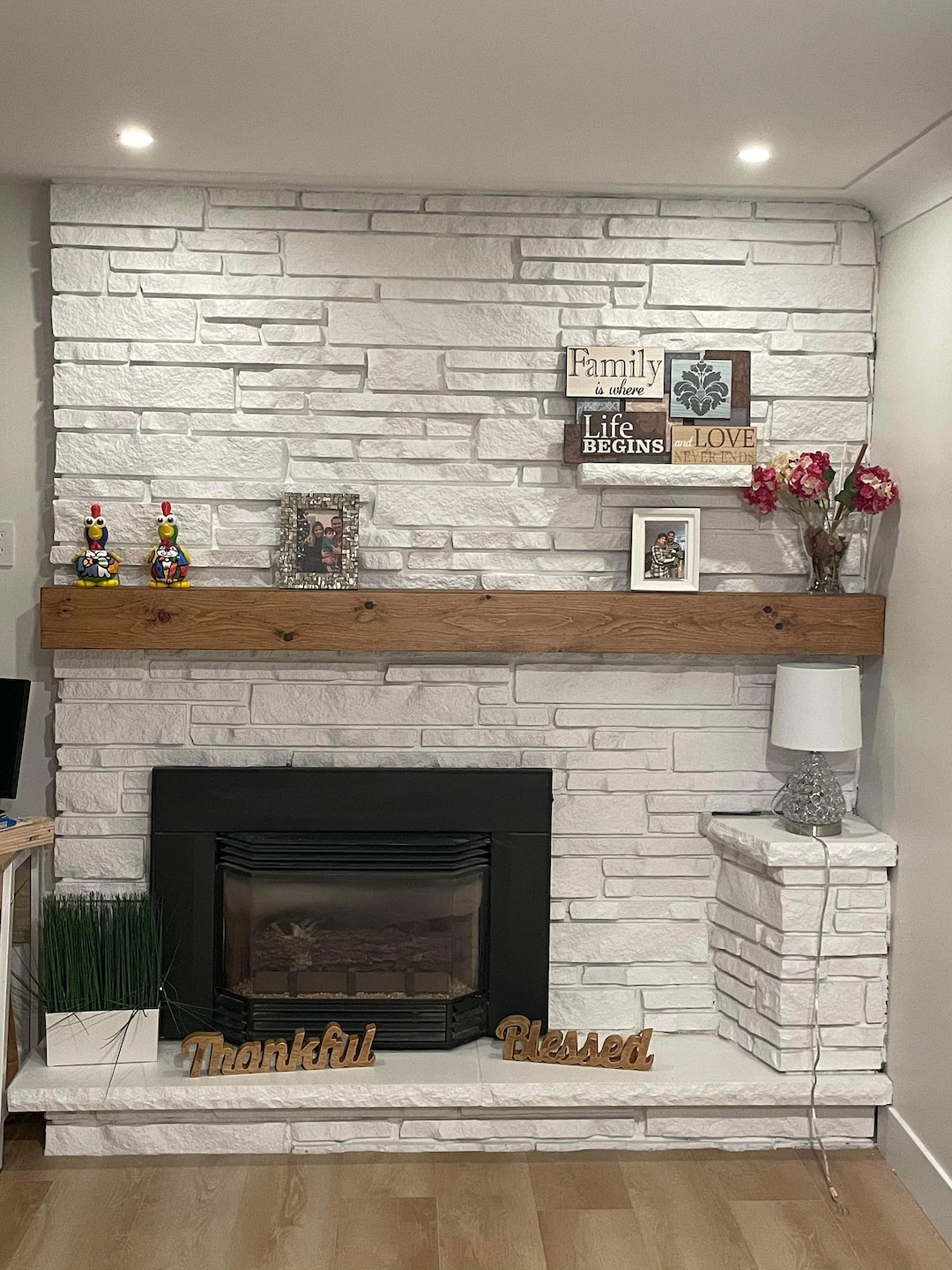 Fireplace Mantel | Modern Thick Floating Shelves/ Handcrafted Wood ...
