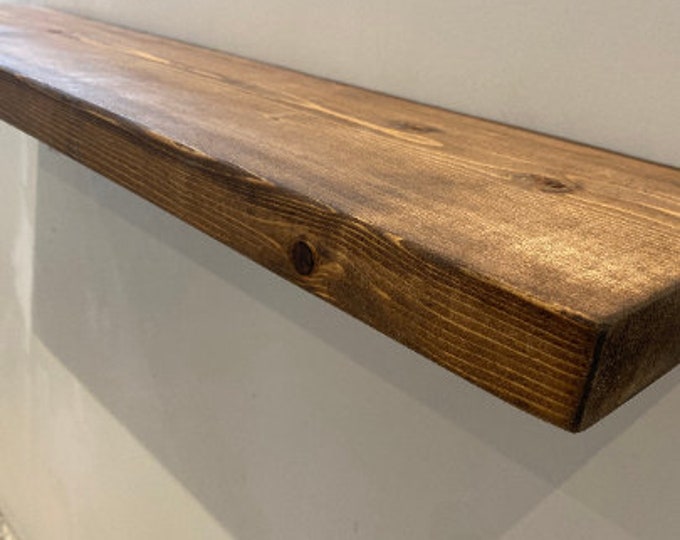 Rustic Floating Shelf | Hand Crafted Solid Wood Shelf | Custom Lengths ...