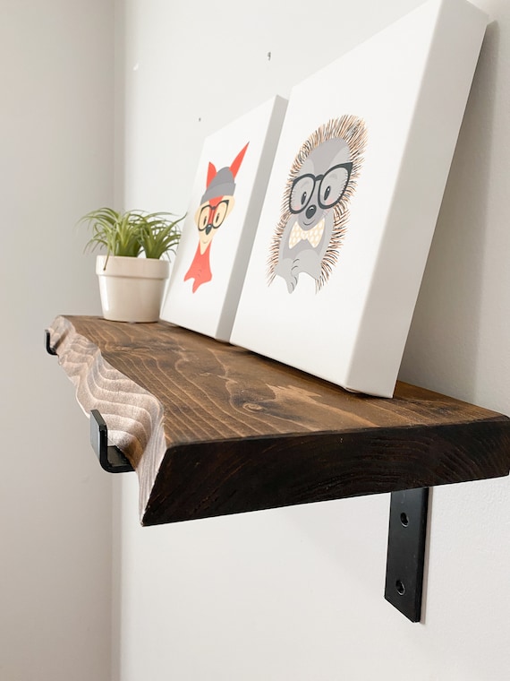 Rustic Live Edge Inspired Shelf Hand Crafted Solid Wood - Etsy