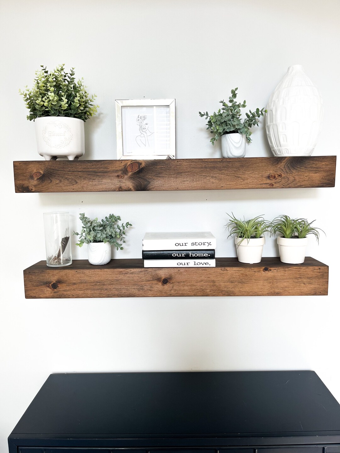 Rustic Floating Mantel | Modern Thick Floating Shelves | Mantle ...