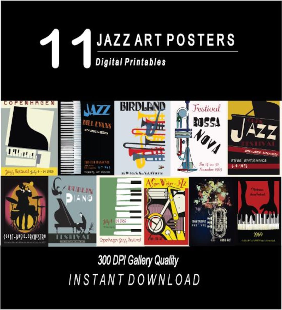 11 X JAZZ Posters-exhibition Poster-jazz Music Poster-art Gallery ...