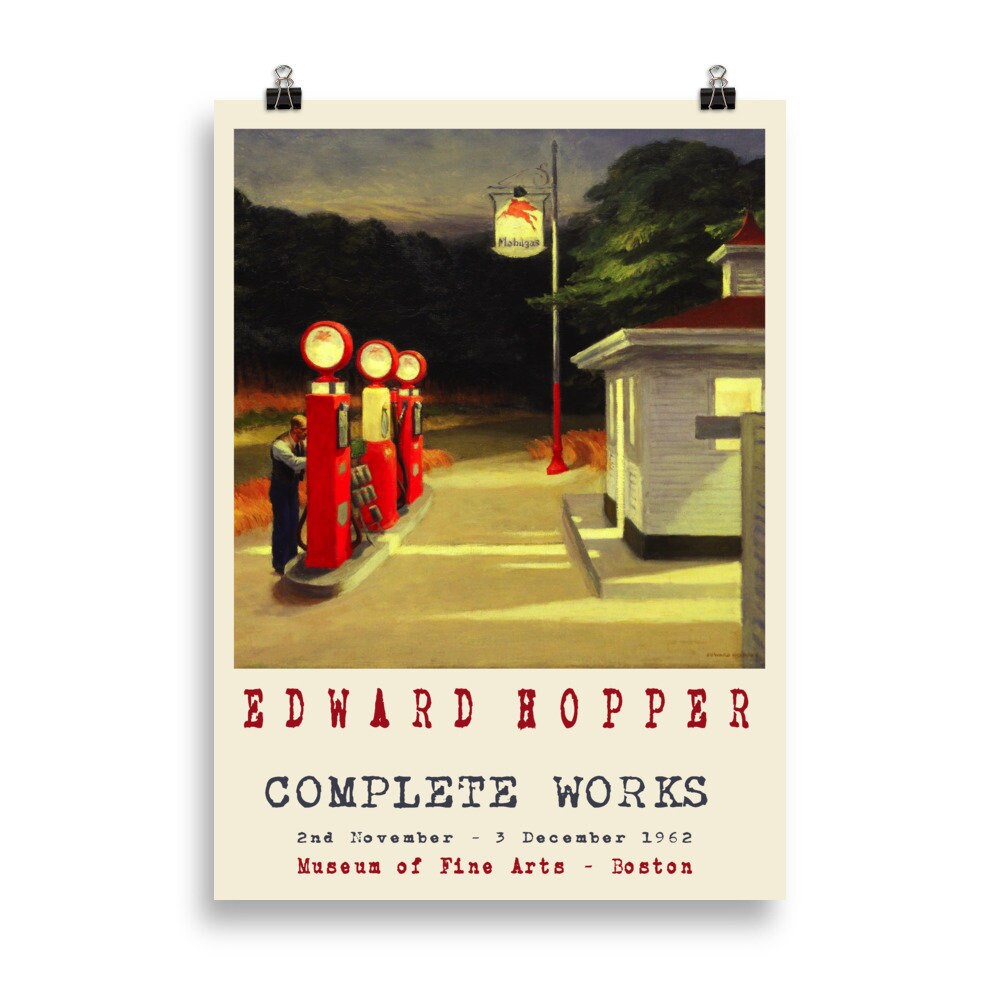 EDWARD HOPPER POSTER 1962,hopper Poster,streetscape Art,gas Station Art ...