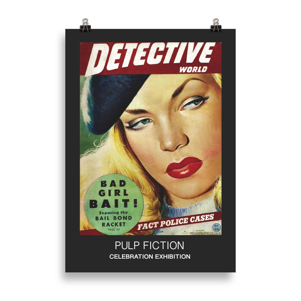 Giclée Prints DETECTIVE WORLD POSTER 1940's,Pulp Fiction Print,Femme ...