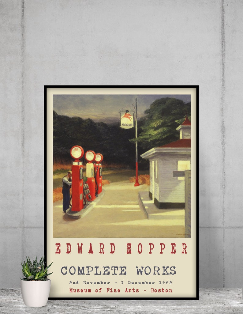 EDWARD HOPPER POSTER 1962,hopper Poster,streetscape Art,gas Station Art ...
