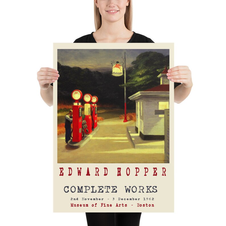 EDWARD HOPPER POSTER 1962,hopper Poster,streetscape Art,gas Station Art ...
