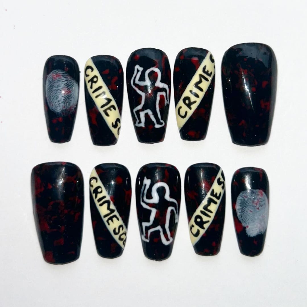 Crime Scene Press on Nails | Handmade - Etsy