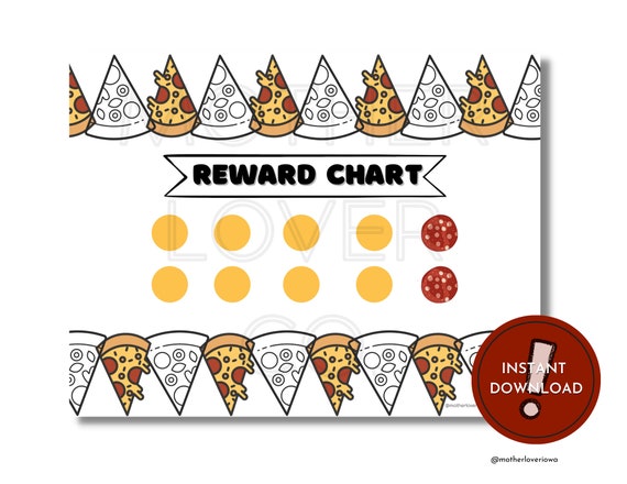 Pizza Behavior Rewards Printable Sticker Chart Instant | Etsy