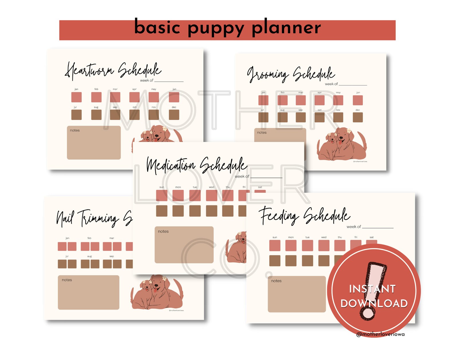 PRINTABLE Puppy Dog Planner Dog Tracker Checklist Pet | Etsy