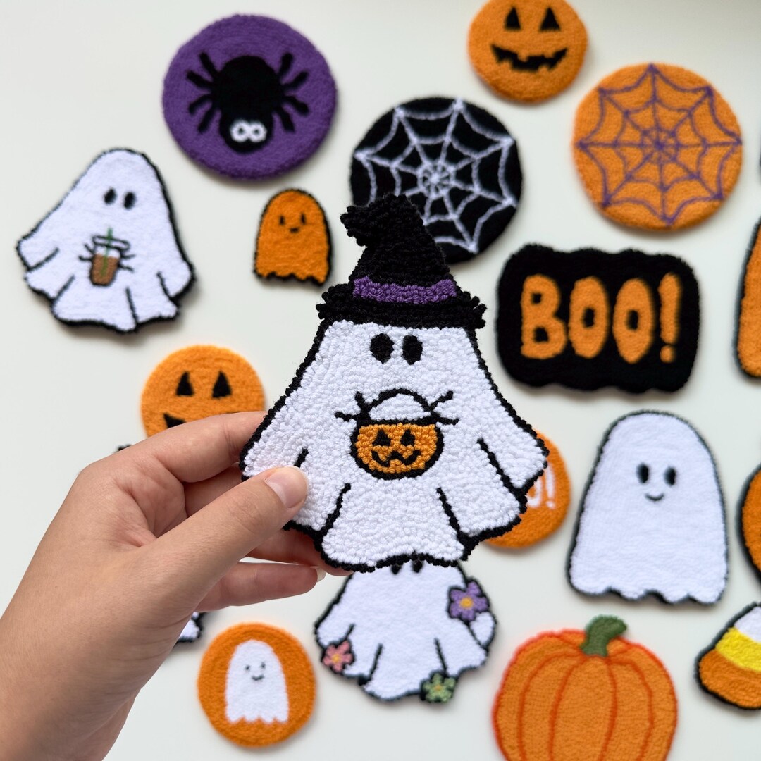 Handmade Halloween Coffee Coasters | Cute Ghosts and Pumpkins | Punch ...