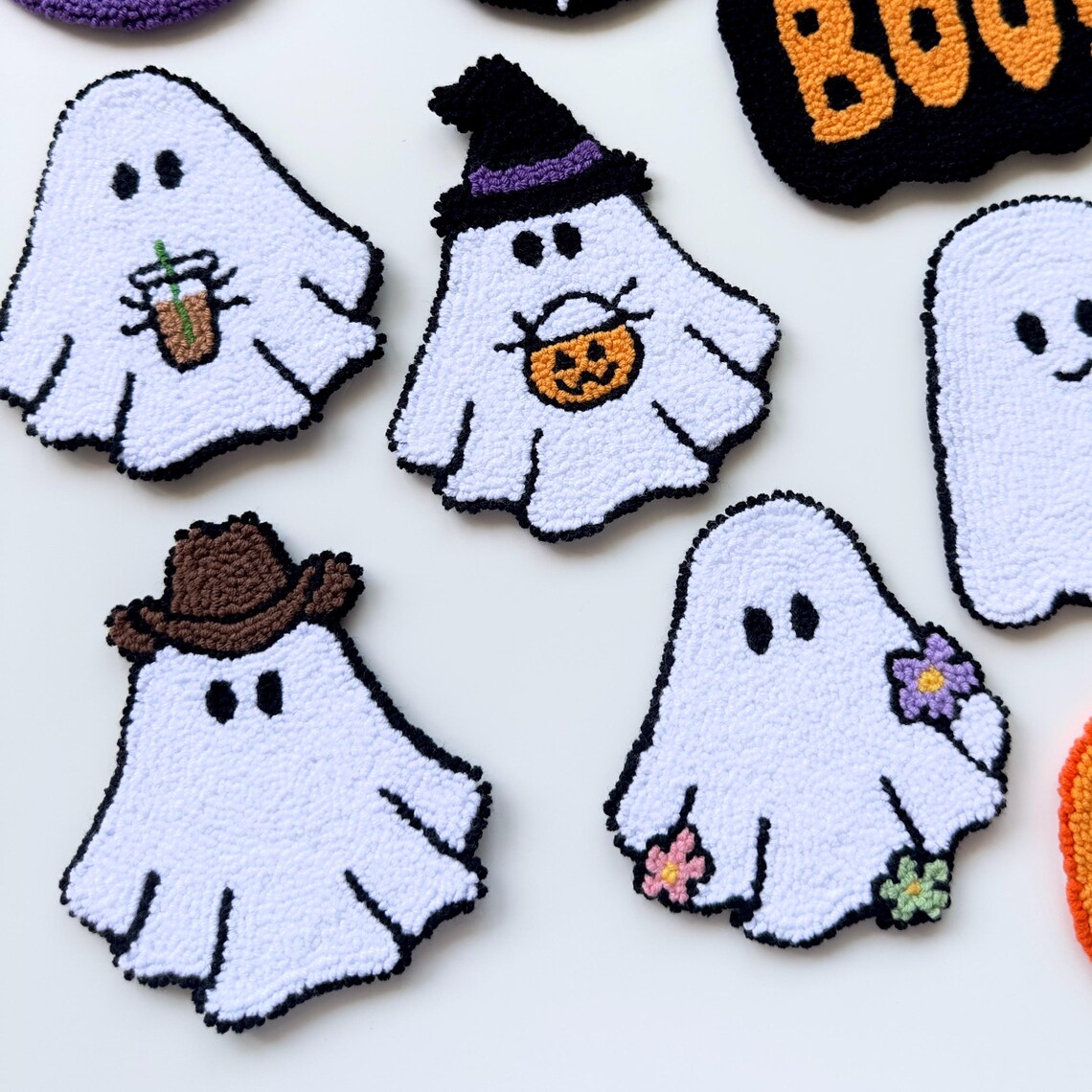 Handmade Halloween Coffee Coasters | Cute Ghosts and Pumpkins | Punch ...