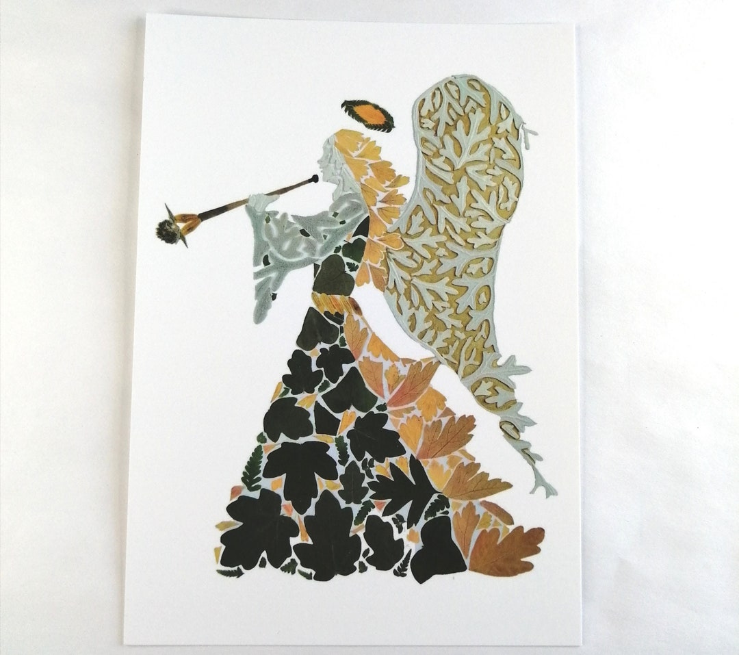 Angel. Pressed Leaves, Pressed Flowers. Print From Original Artwork ...
