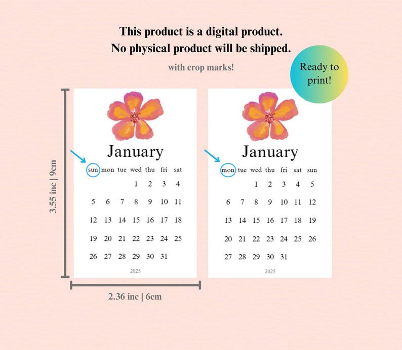 Phone Calendar 2025 | Mini Calendar | Monthly Planner | Minimalist ...