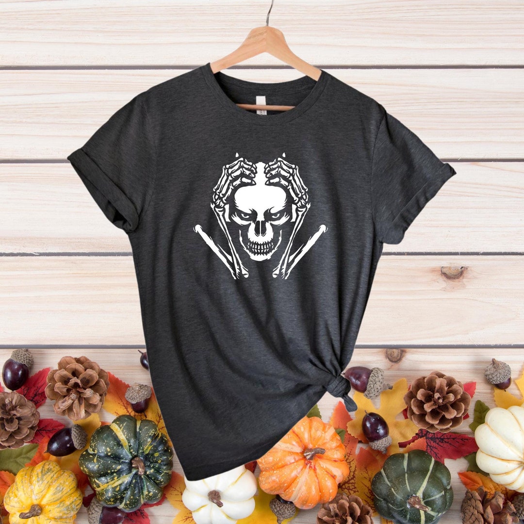 Angry Skeleton T-shirt | Spooky Halloween Tee | Goth Punk Skull Shirt ...