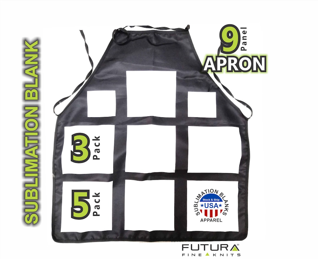 Sublimation Apron 9 Panel, 3, 5 Pack, Customizable Sub Polyester Apron ...