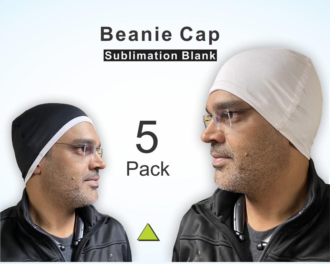 5 Pack Beanie Cap Sublimation Blank 100% Polyester With Black Inside ...