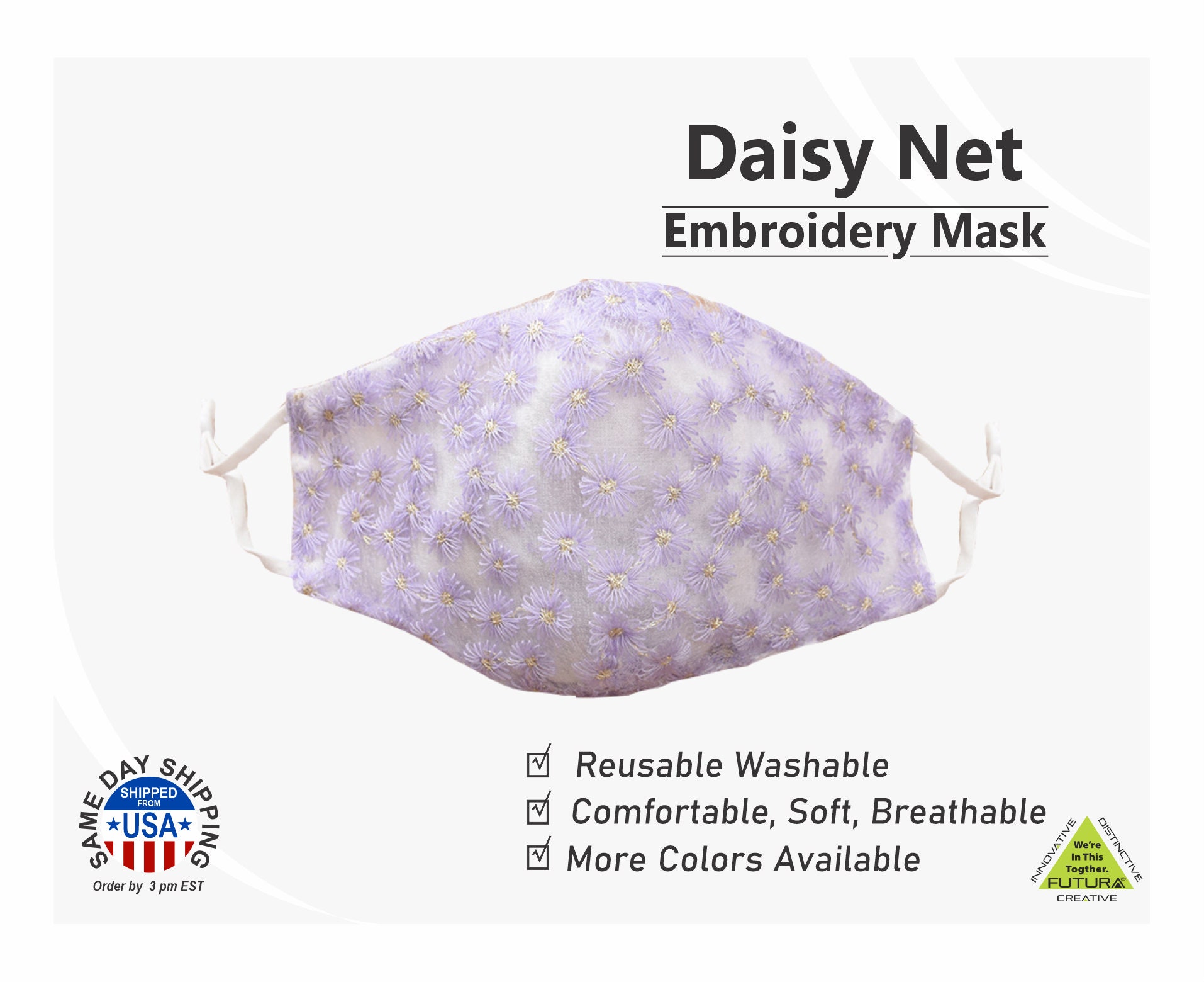 Daisy Net Embroidery Multi Style Mesh Washable Cotton Facemask - Etsy