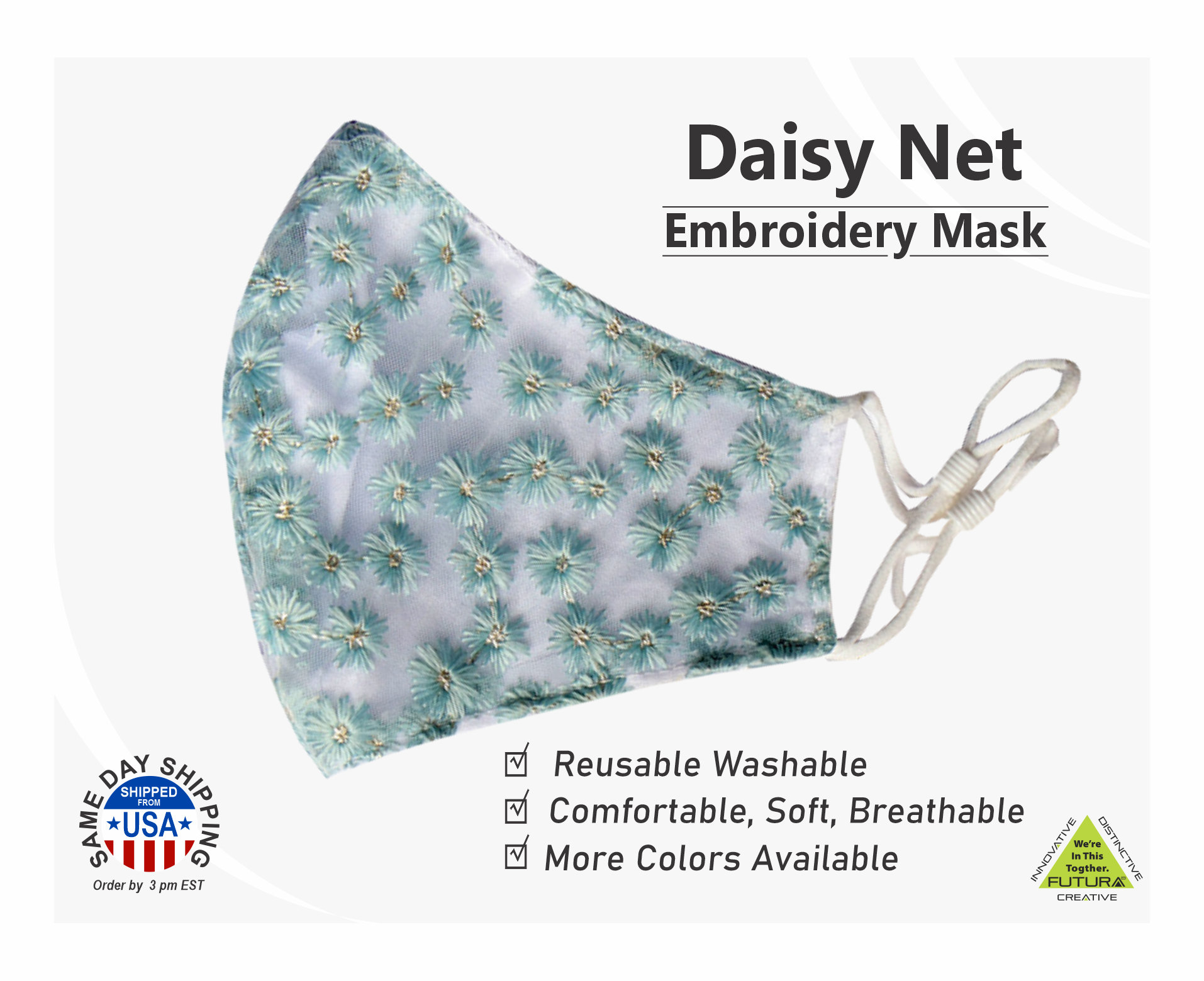 Daisy Net Embroidery Multi Style Mesh Washable Cotton Facemask - Etsy