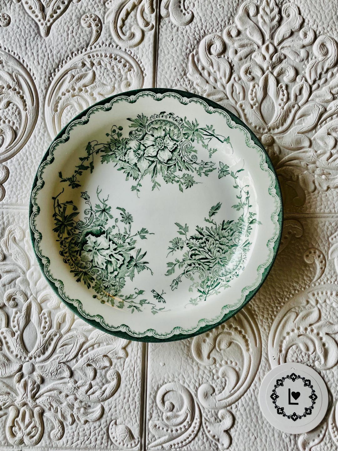 Vintage Porcelain Dessert Plate by Rörstrand Grön Anna Motiv Green ...