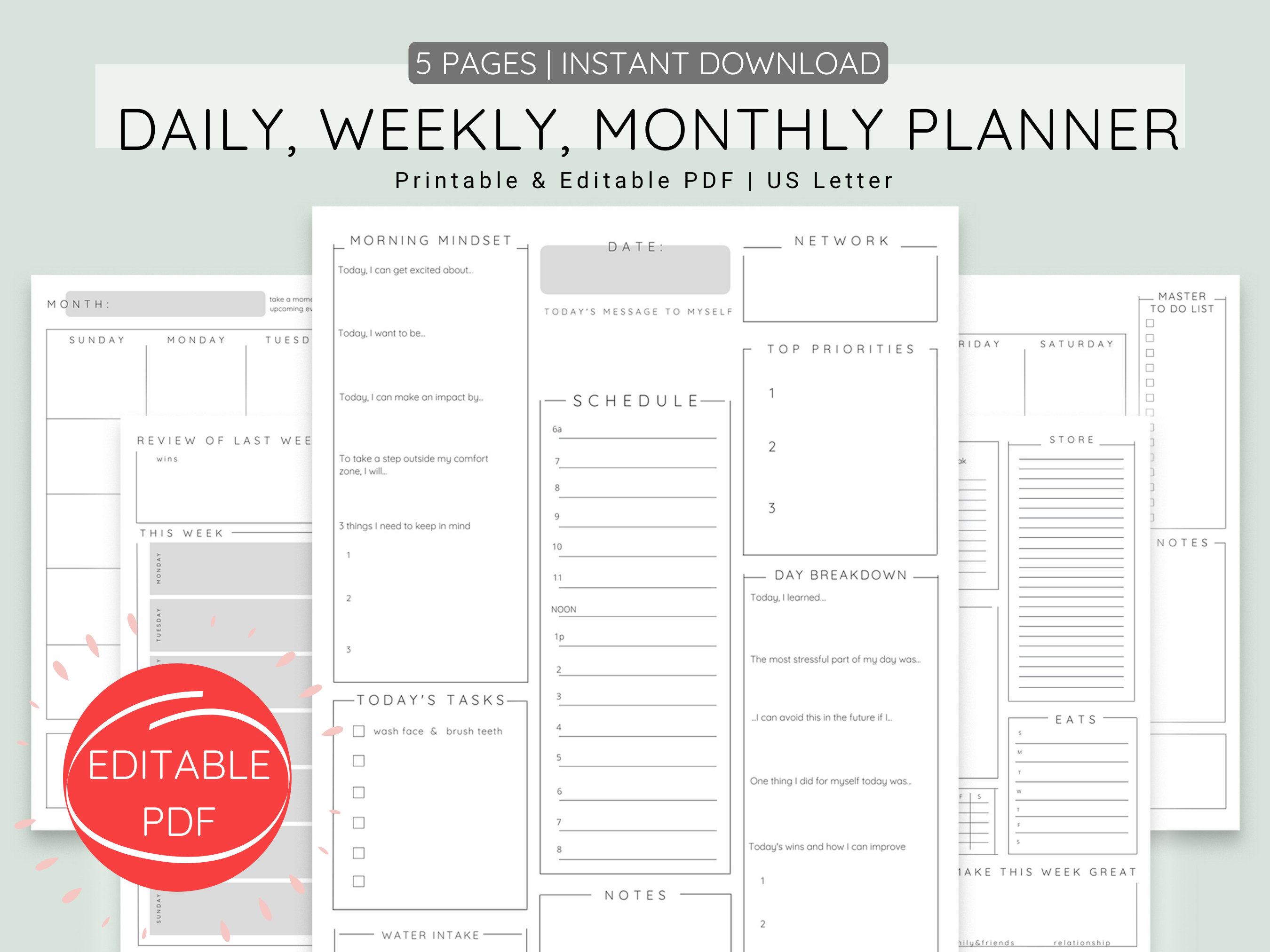 Template Weekly Planner Day 8