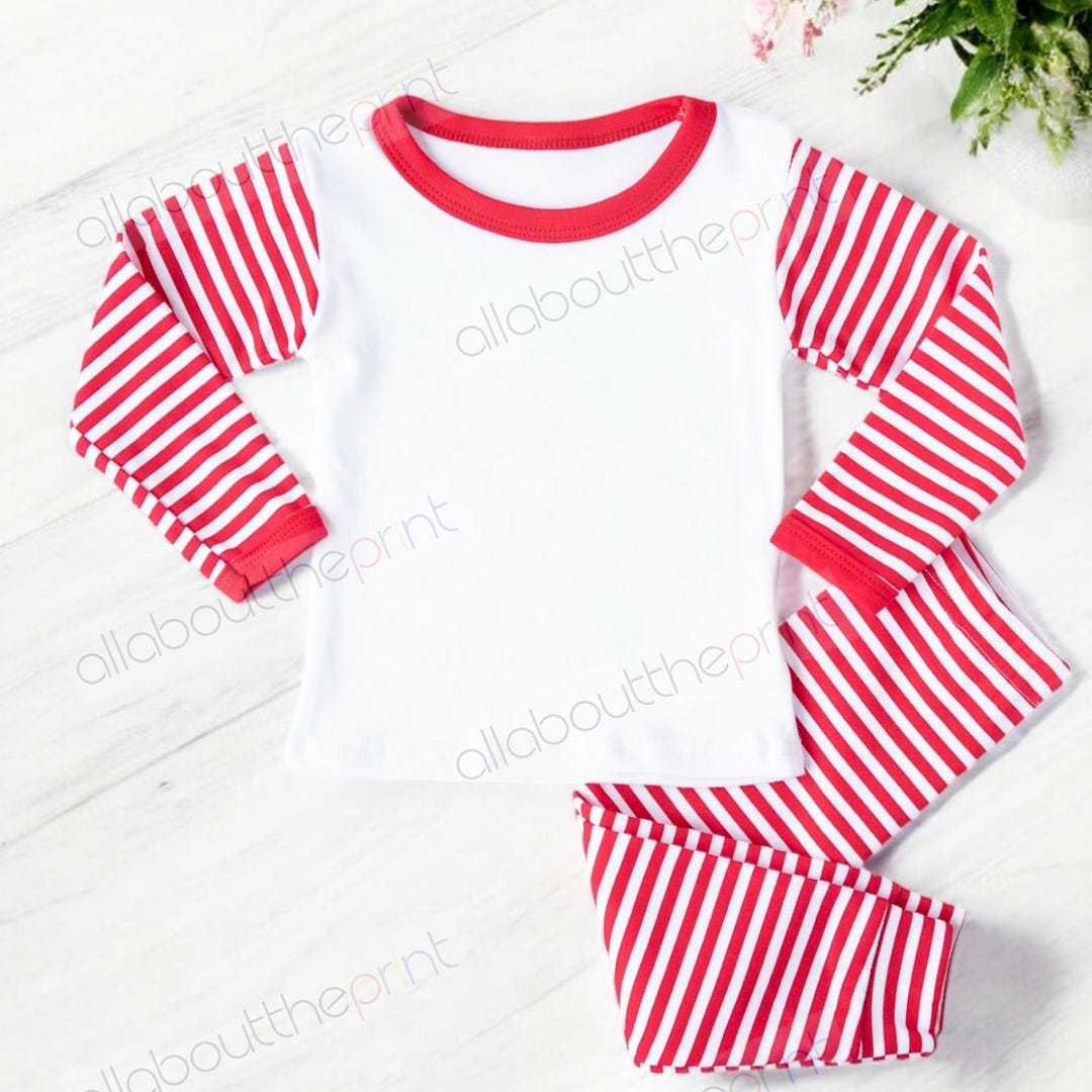 Red Striped Pajamas Mockup Stock Image Birthday Kids Childrens Pjs ...