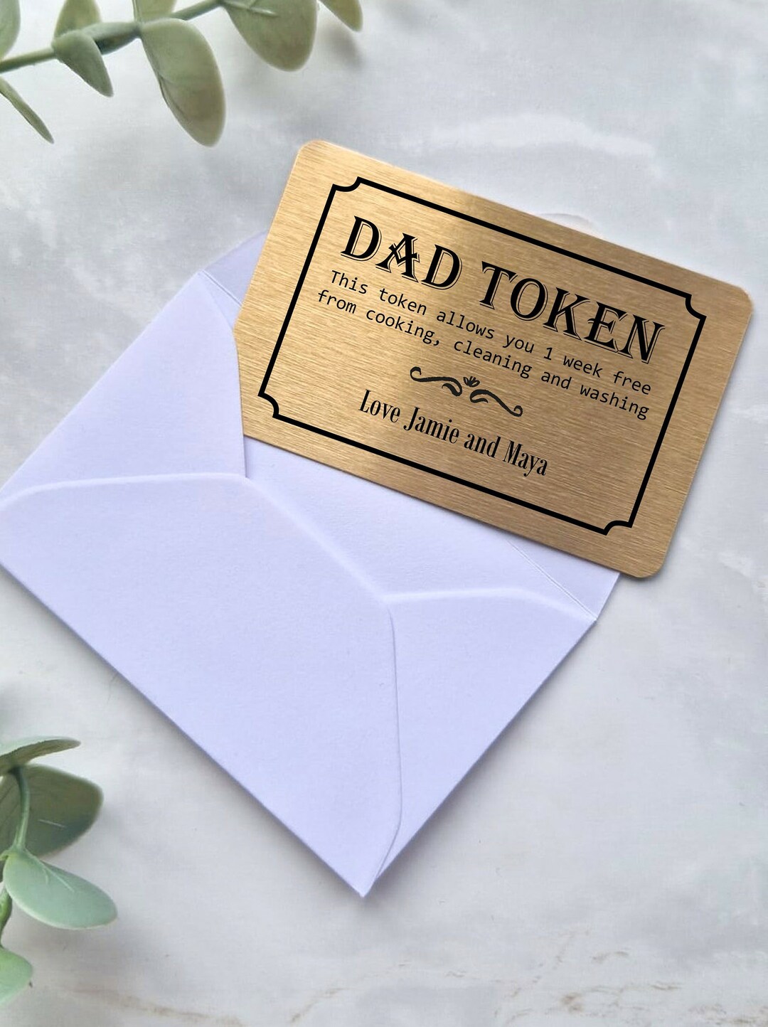 Personalised Dad Token Golden Ticket Wallet Card Father's Day Gift ...