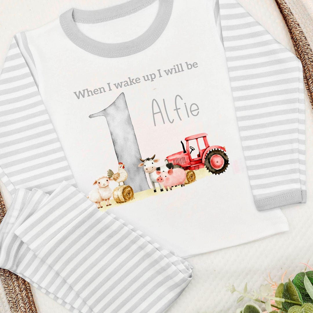 Personalised Farm Animals Birthday Pyjamas Boys | First Birthday | I Am ...