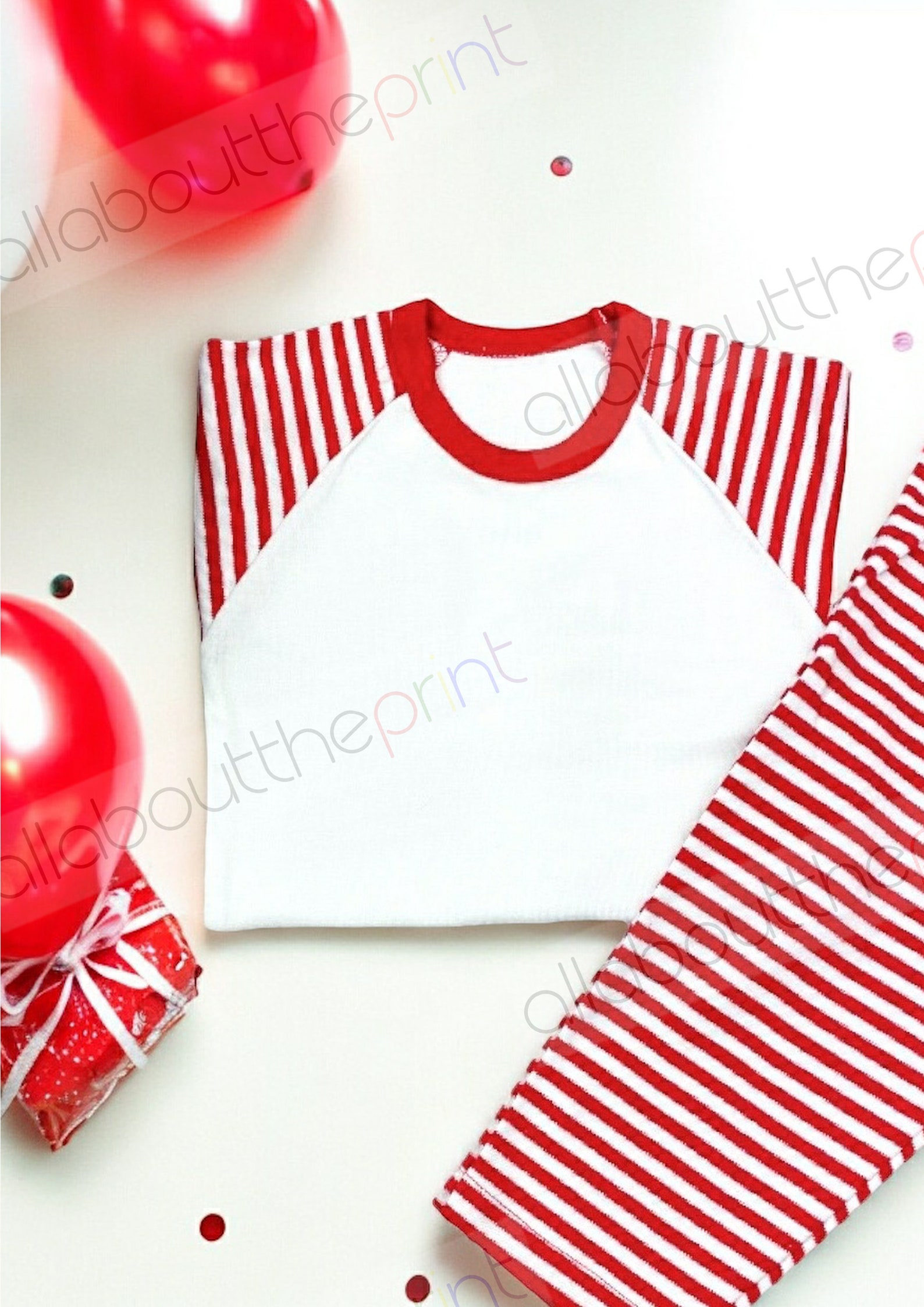 Red Striped Pajamas Mockup Stock Image Birthday Kids Childrens Pjs ...