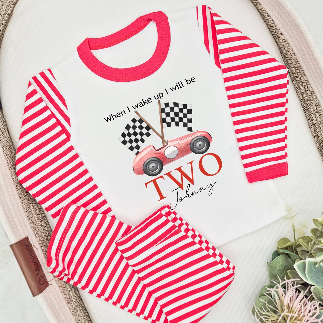 Personalised Race Car Birthday Pyjamas Boys | First Birthday | I Am One ...