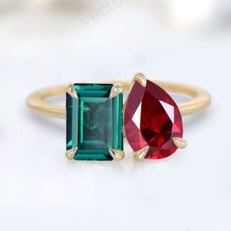 Ruby Emerald Ring - Etsy