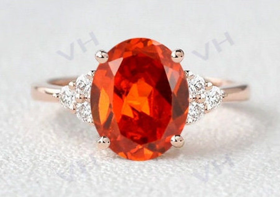 2.8ct Orange Sapphire Engagement Ring for Women 14k Gold Orange ...